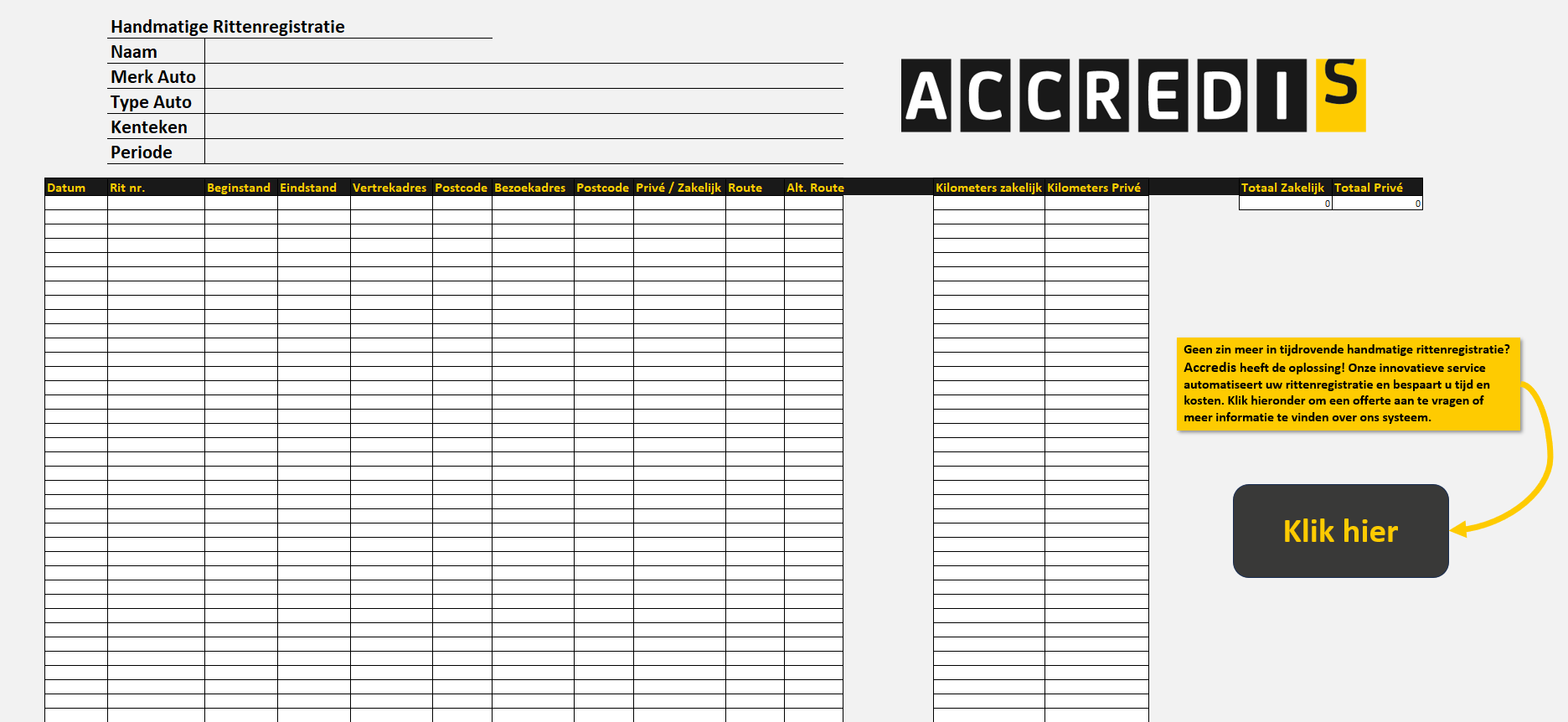 Rittenregistratie Formulier Downloaden? - Accredis
